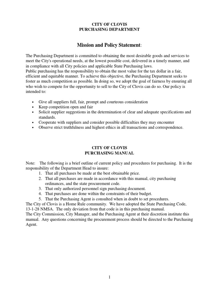 Purchasing Manual | PDF