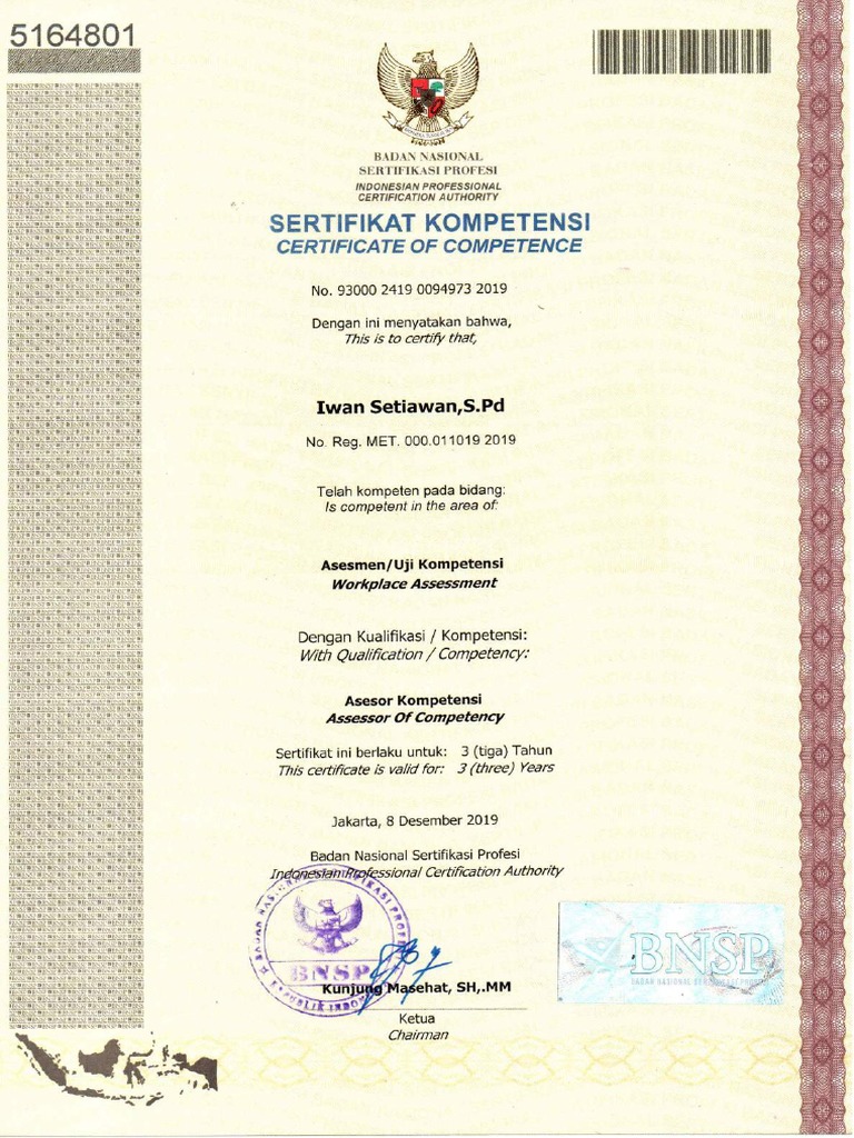 Sertifikat Asesor | PDF