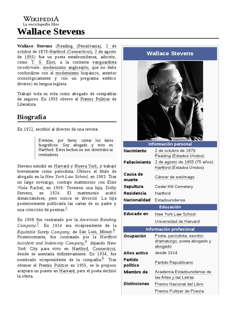 Wallace - Stevens BIO | PDF