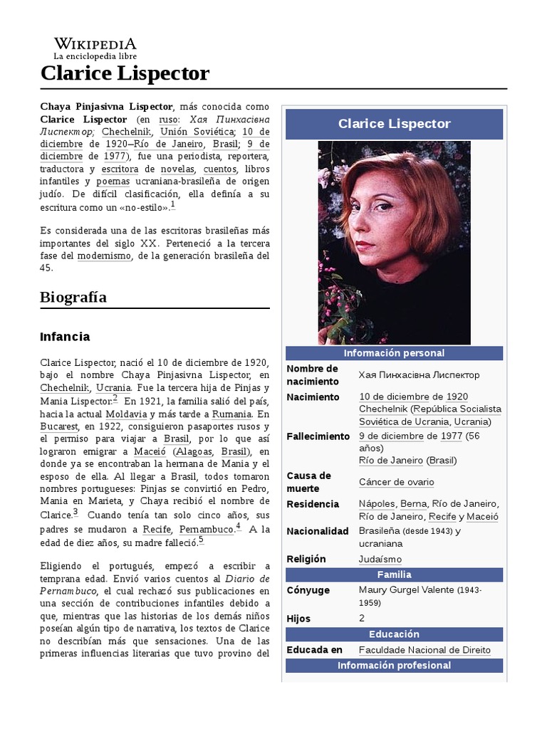 Clarice - Lispector BIO | PDF