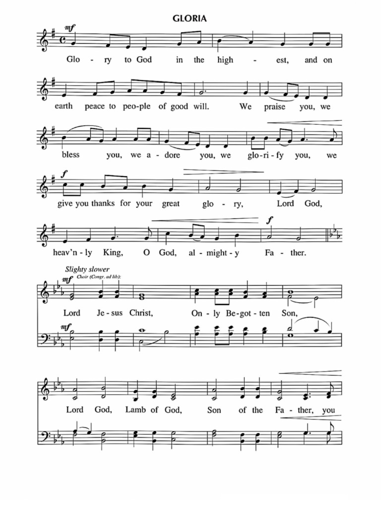 GLORIA New Mass For Congregations Andrew | PDF