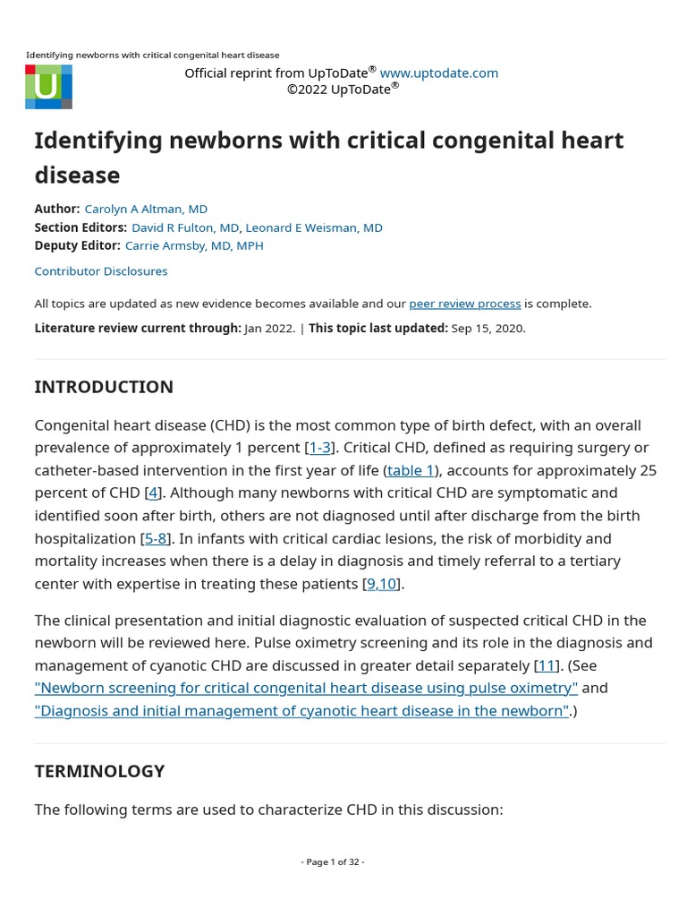 Identifying Newborns With Critical Congenital Heart Disease | PDF