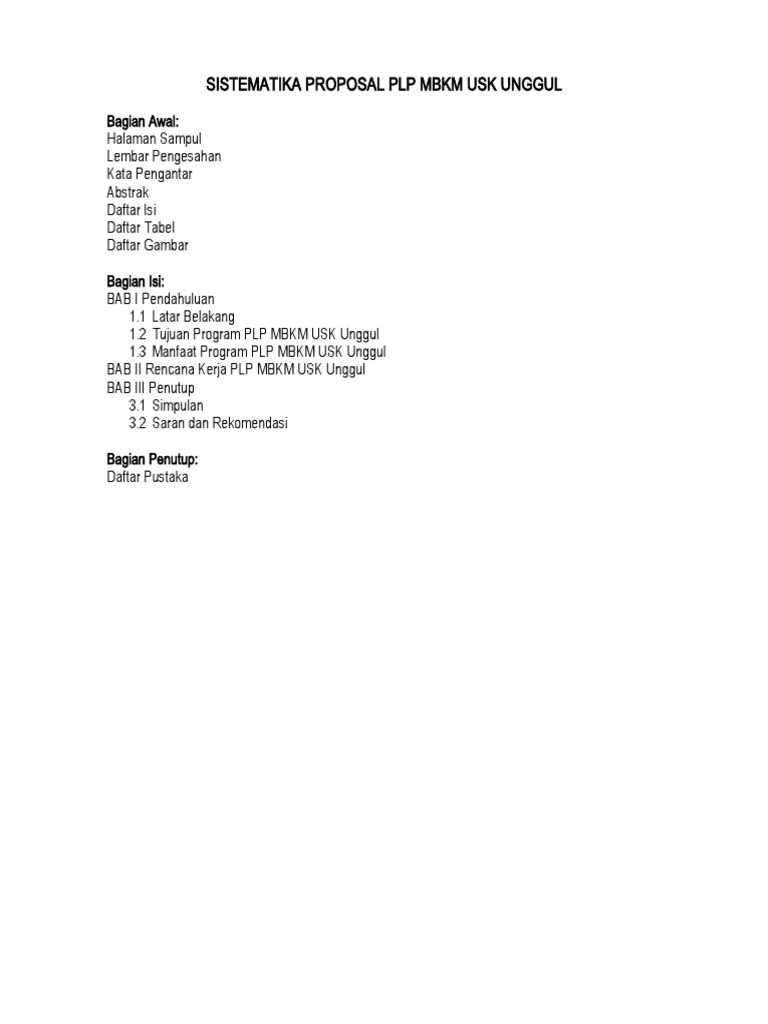 Sistematika Proposal PLP MBKM | PDF