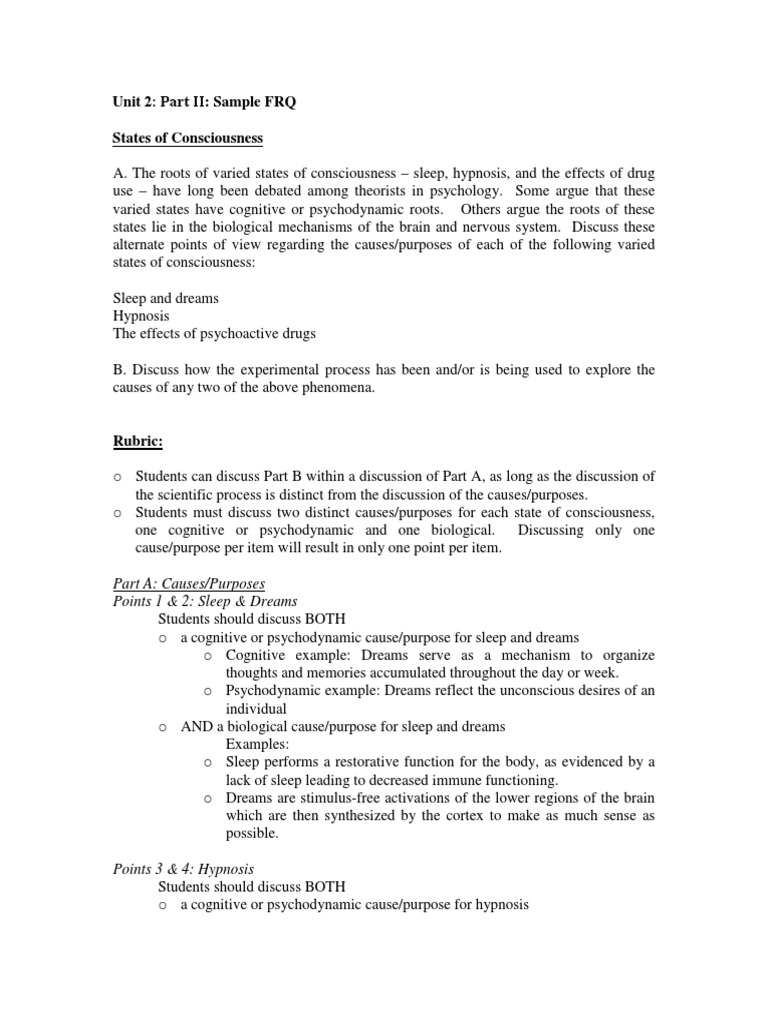 Unit2 - Part 2 - SampleFRQ | PDF | Hypnosis | Sleep Unit2 - Part 2 - SampleFRQ | PDF | Hypnosis | Sleep