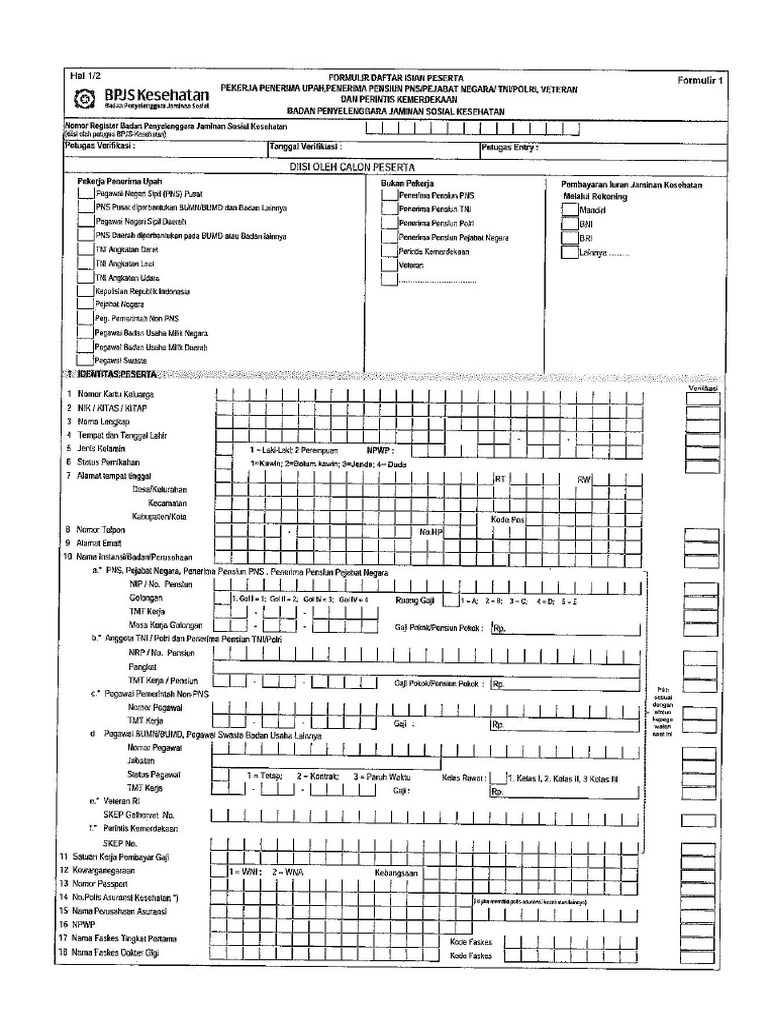 FORMULIR BPJS KESEHATAN | PDF
