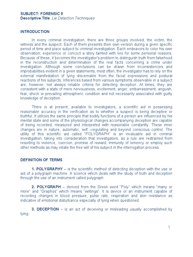 FORENSIC 5 Module | PDF | Polygraph | Deception