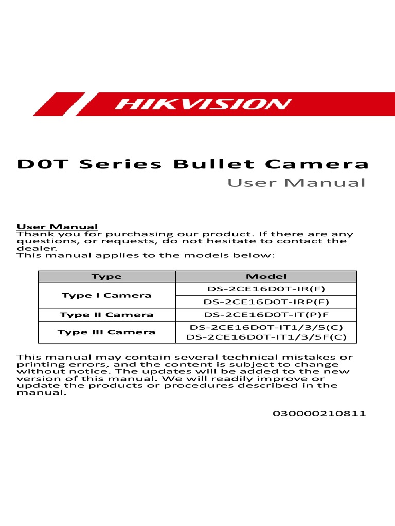 UD15324B-B Baseline D0T Series Bullet Camera User Manual V3.0 20210811 ...