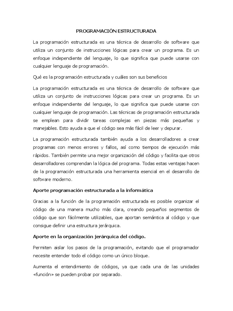 Programación Estructurada | PDF
