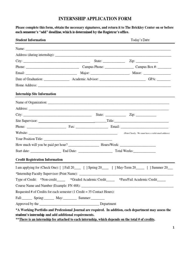 Internship Application Form Guide | PDF | Internship | Job Hunting