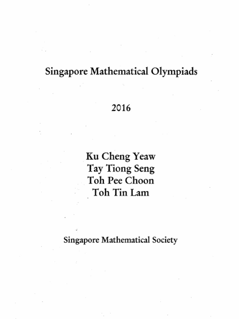 Singapore Math Olympiads 2016 | PDF