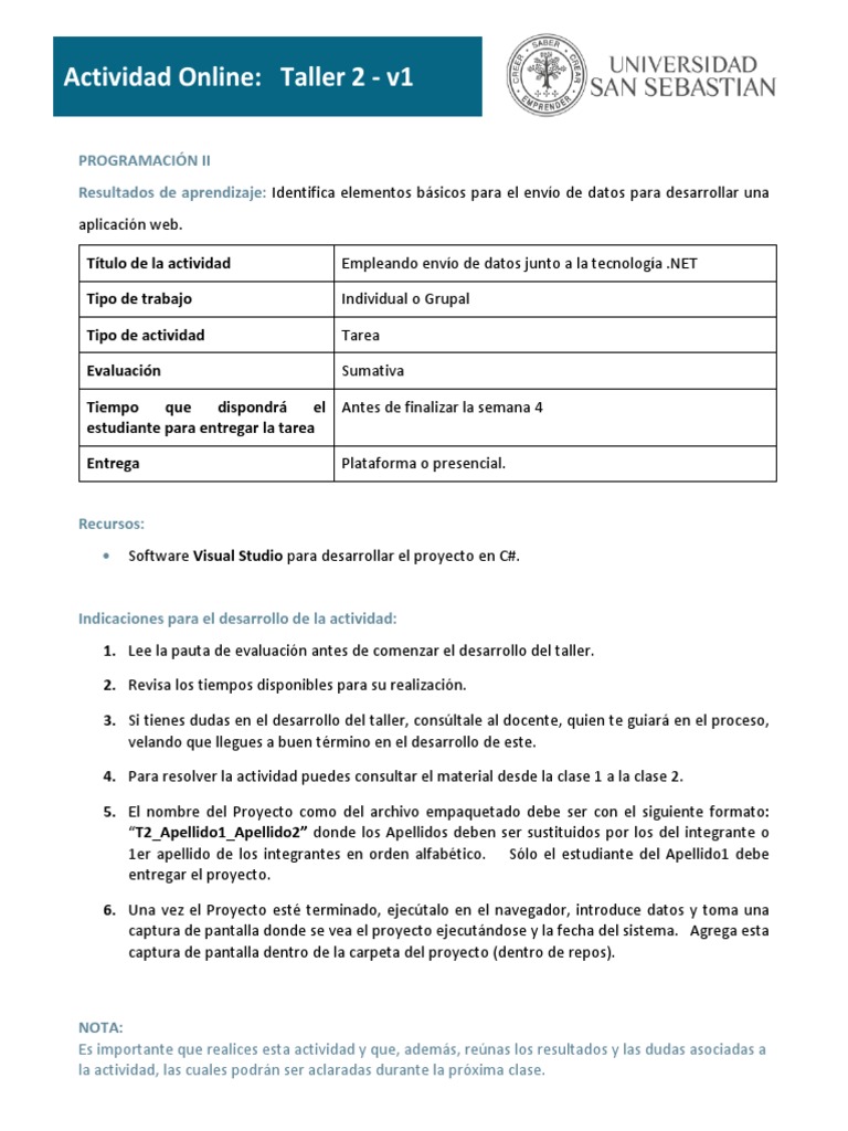 Programación II - Clase 04 - Taller 2 - v1 - 03 | PDF