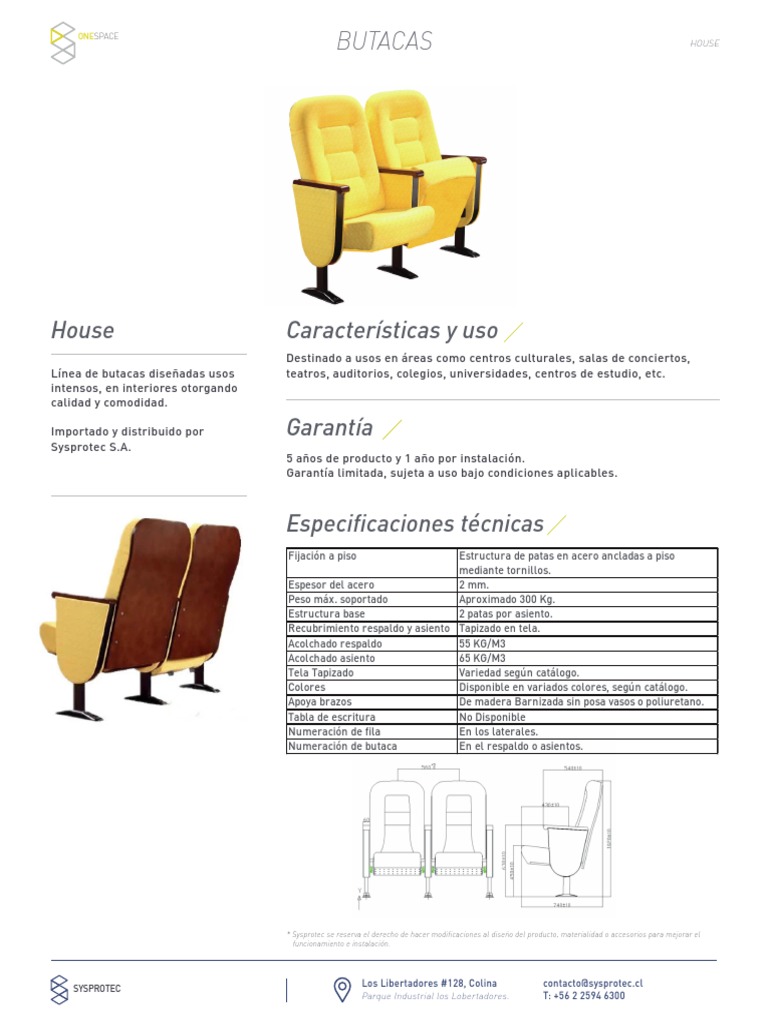 Ficha Técnica Butaca House | PDF
