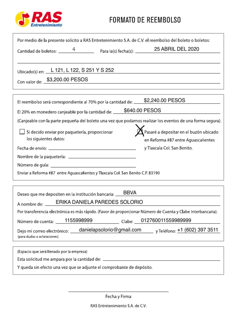 Formato de Reembolso RAS | PDF