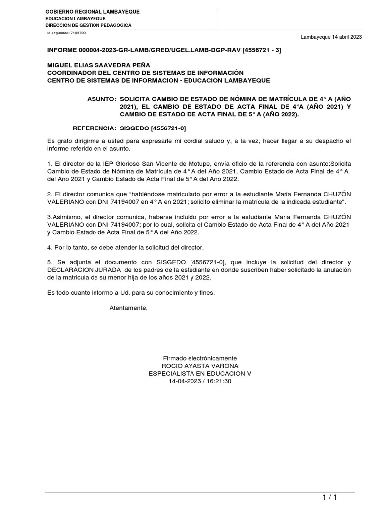 Informe 000004-2023 | PDF Informe 000004-2023 | PDF