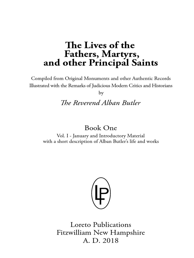Butler's Lives of Saints: Volume 1 | PDF | Saint | Jesus