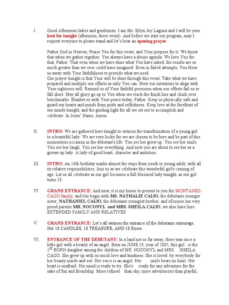 SCRIPT For SHENYLL'S DEBUT | PDF | Glory (Religion) | Prayer