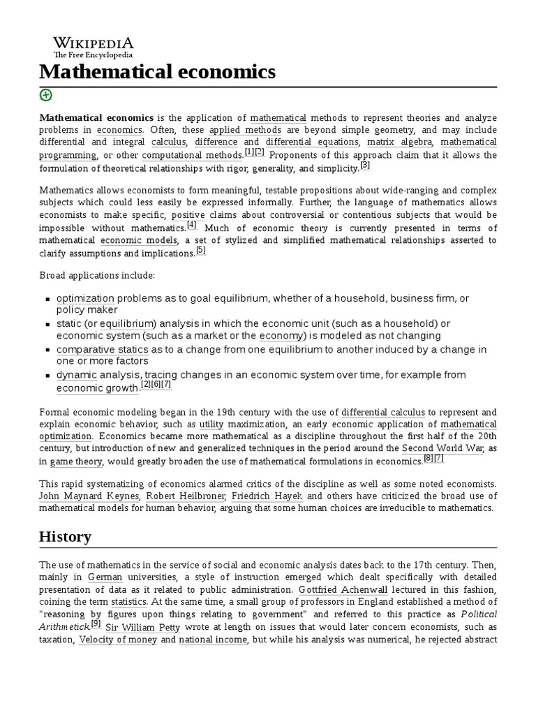Mathematical Economics | PDF Mathematical Economics | PDF