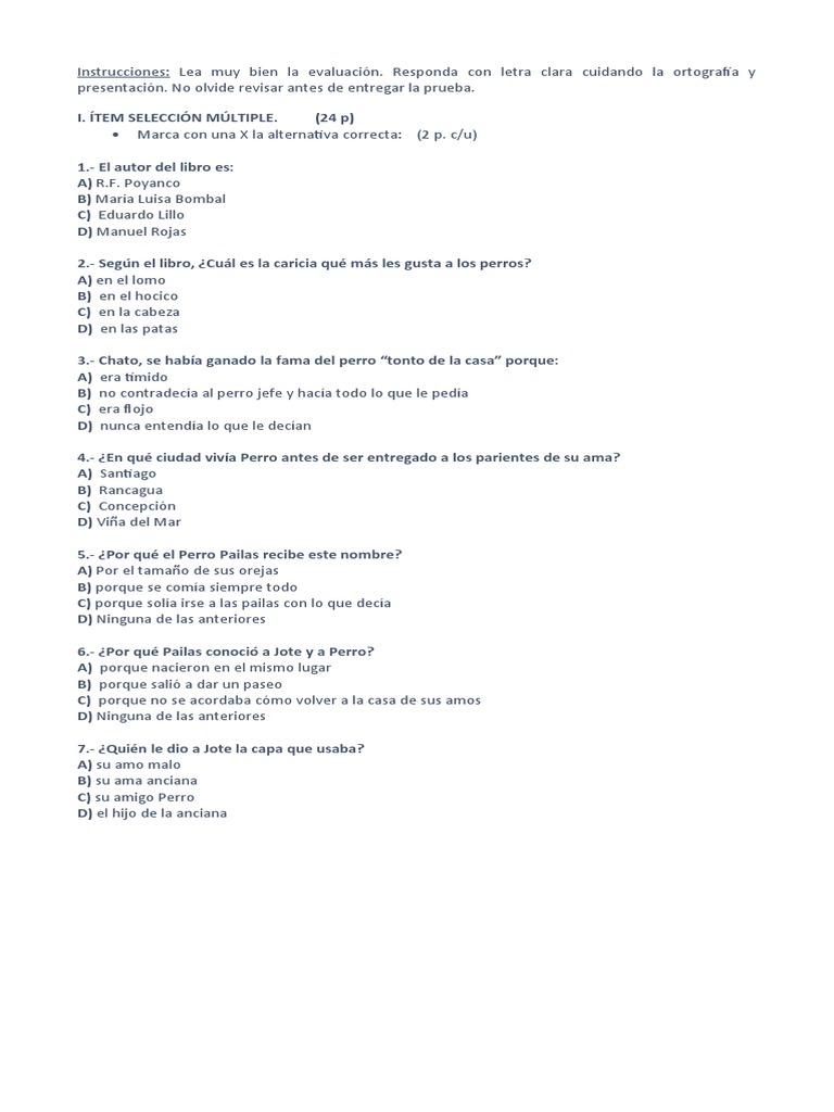 Prueba Libro Perro y Gato | PDF