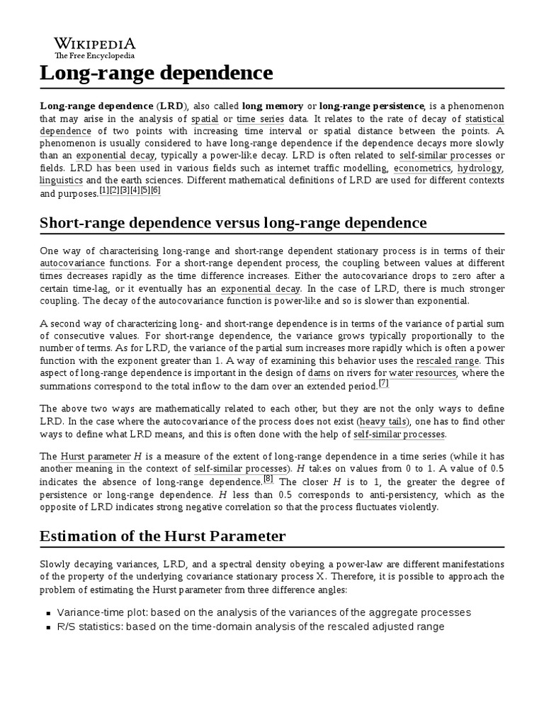 Long-Range Dependence | PDF | Statistical Analysis | Teaching Mathematics