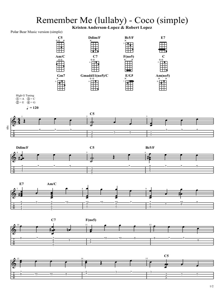 Coco - Remember Me (Lullaby) - Simple | PDF