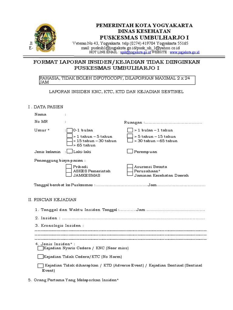 9.1.1.5.4 Form Laporan KTD Sentinel | PDF