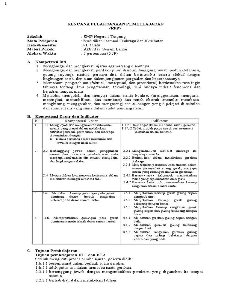 RPP SENAM LANTAI VII OKk | PDF