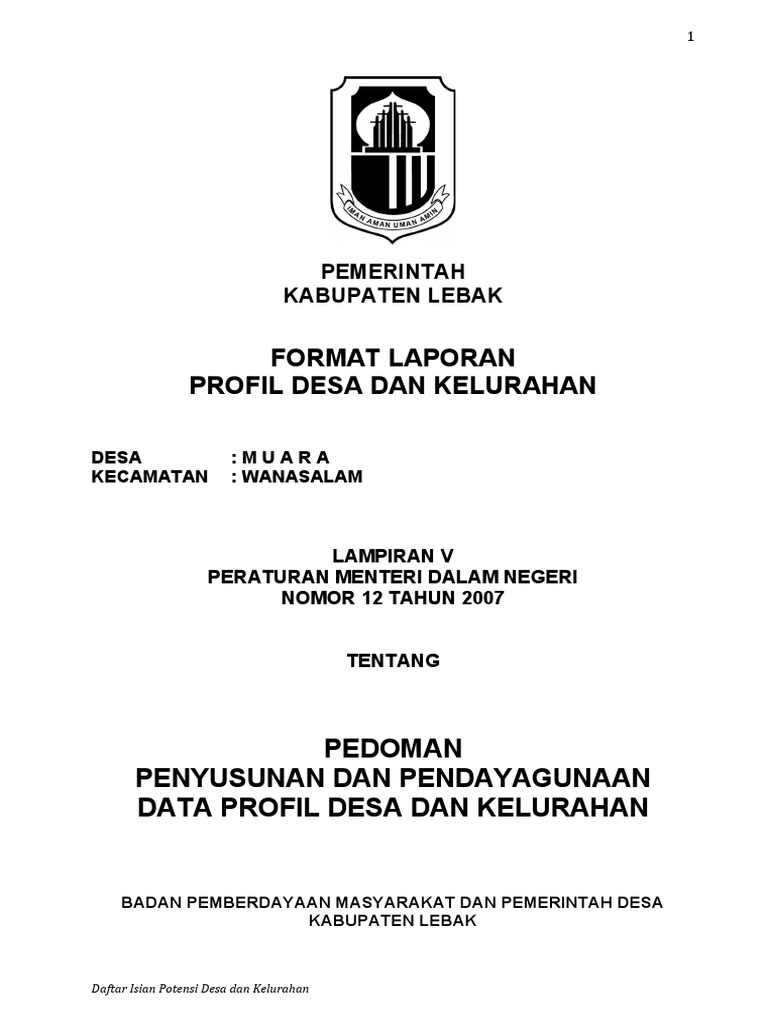 Format Profil Desa Muara 2020 | PDF