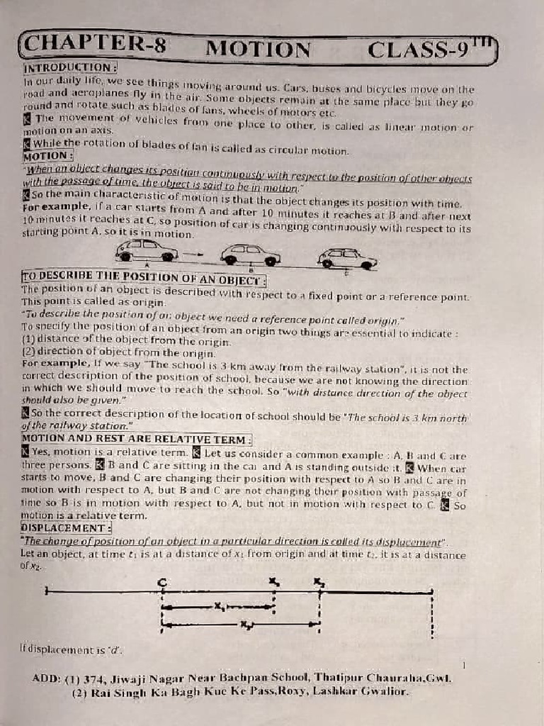 Motion Notes (Mandhan Institute) - 085441 | PDF