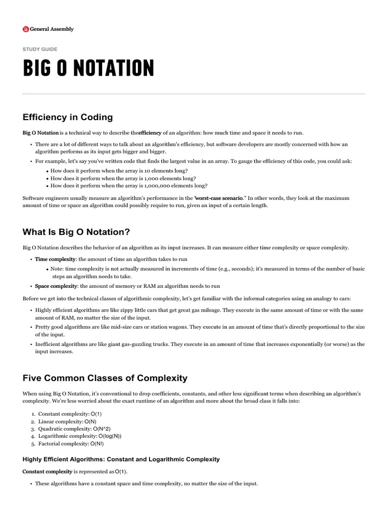 Big O Notation Study Guide | Descargar gratis PDF | Time Complexity ... Big O Notation Study Guide | Descargar gratis PDF | Time Complexity ...