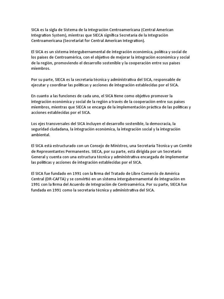 Significado de SICA y SIECA | PDF
