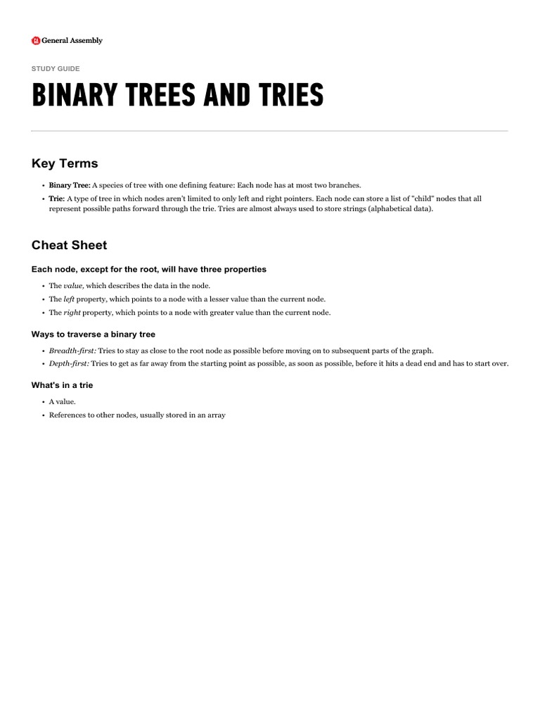 Binary Trees and Tries | PDF | Teaching Methods & Materials