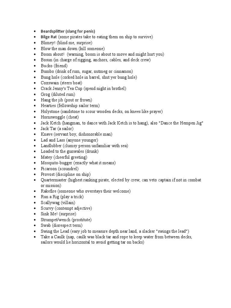 Pirate Words and Insults | PDF