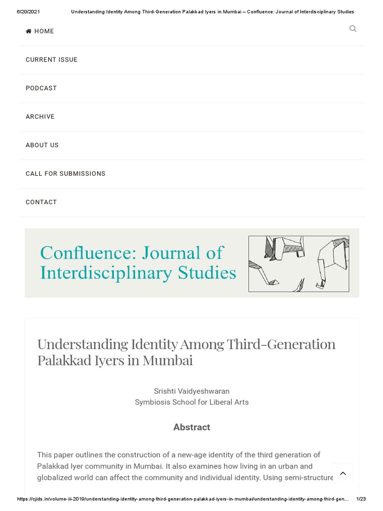 Understanding Identity Among Third-Generation Palakkad Iyers in Mumbai - Confluence - Journal of ...