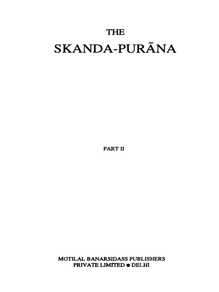 SKANDA PURANA Vol 02 of 20 Book I MAHESHVARA KHANDA S02 Kaumarika ...