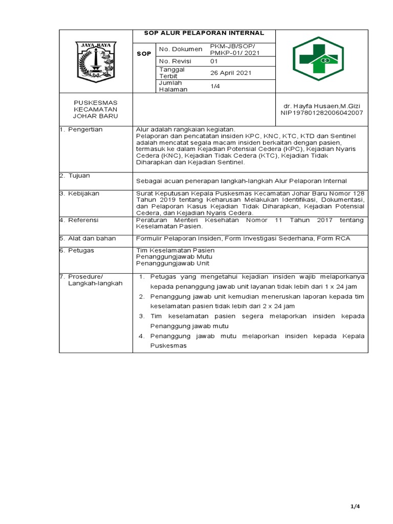 Sop Alur Pelaporan Internal | PDF