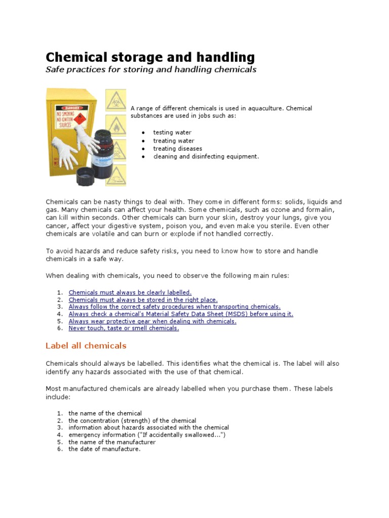 Chemical Storage and Handling | PDF