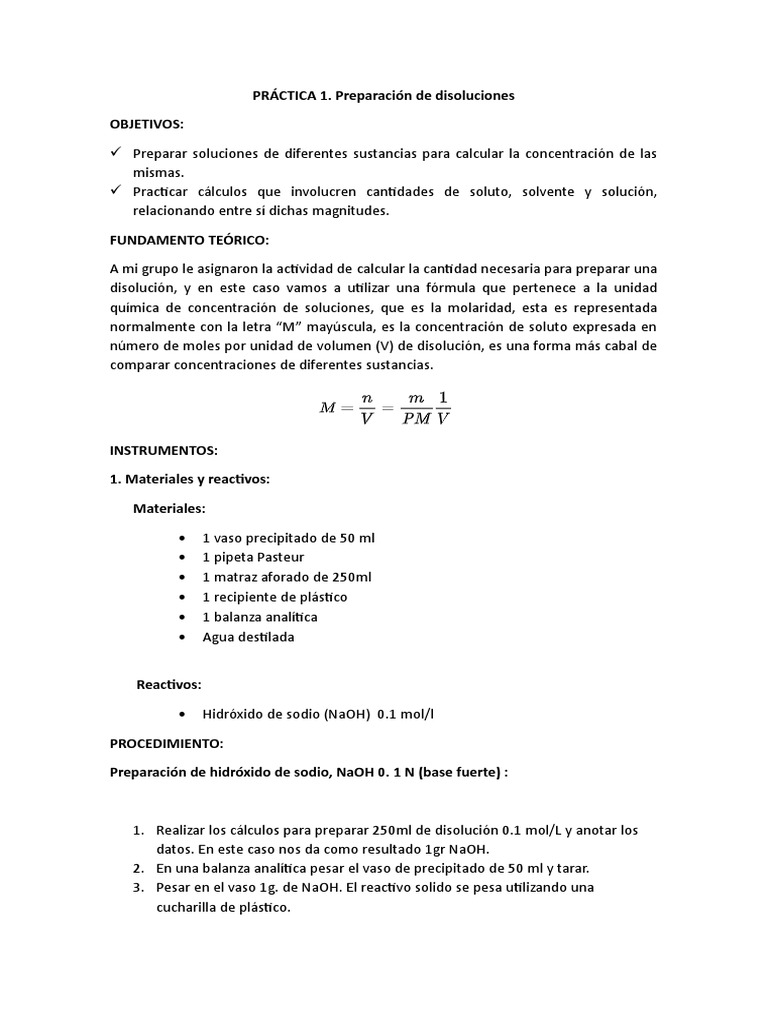 Informe Laboratorio 1 - Quimica Analitica | PDF | Concentración | Hidróxido de sodio