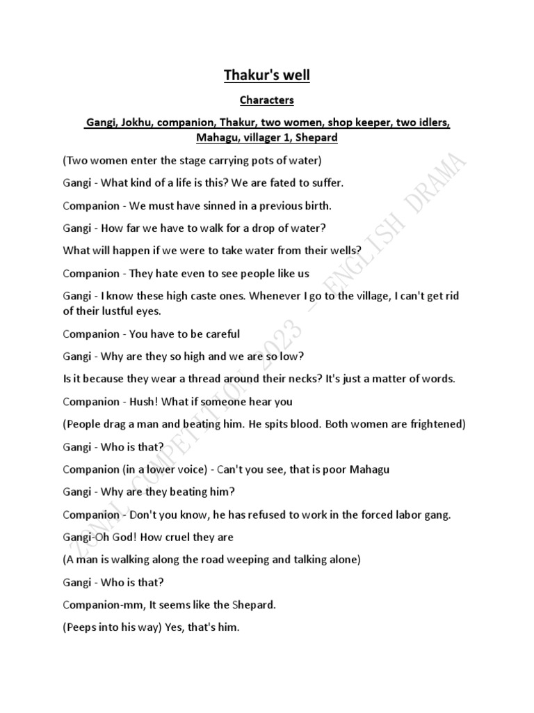 Thakur's Well-Drama Script | PDF
