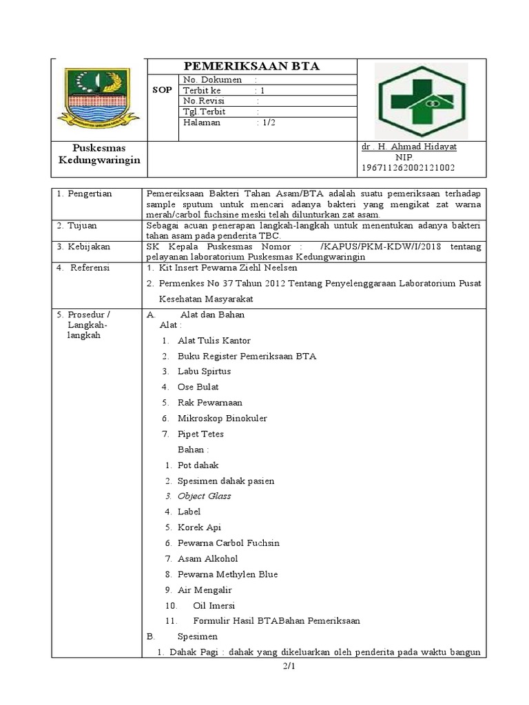 Pemeriksaan BTA | PDF