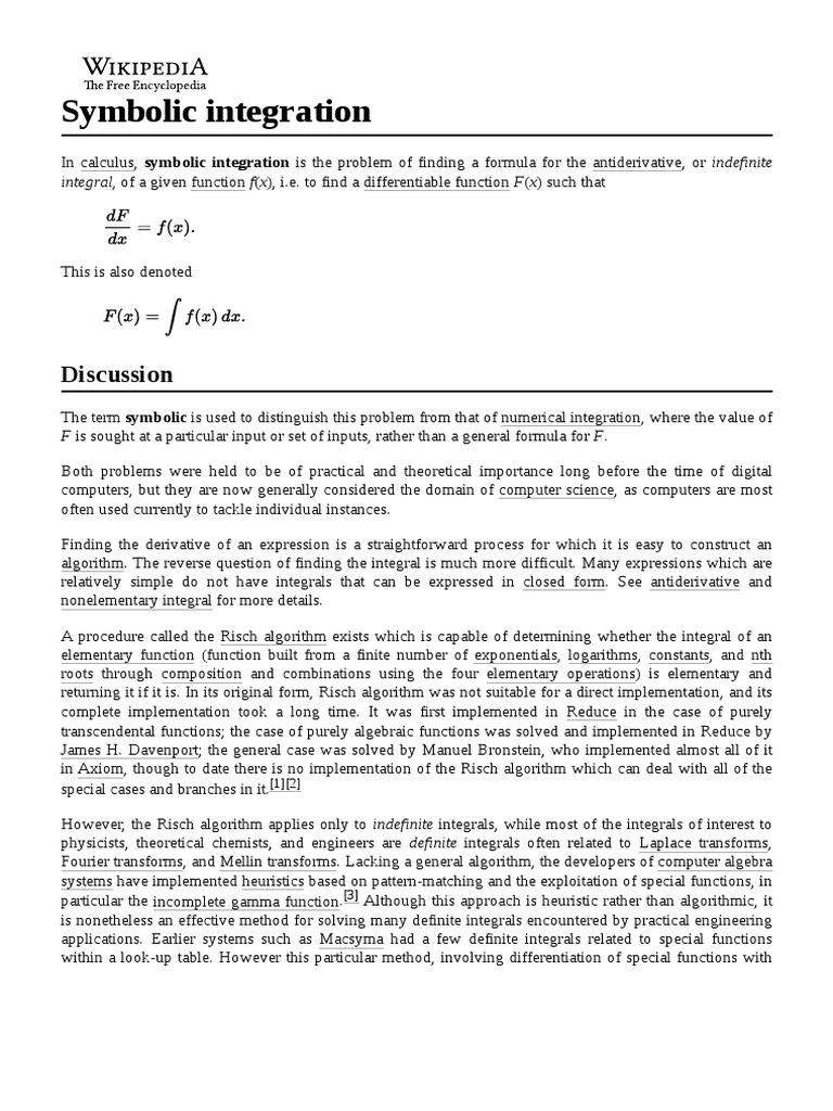 Symbolic Integration | PDF