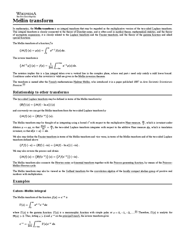 Mellin Transform Pdf Mathematical Physics Functional Analysis