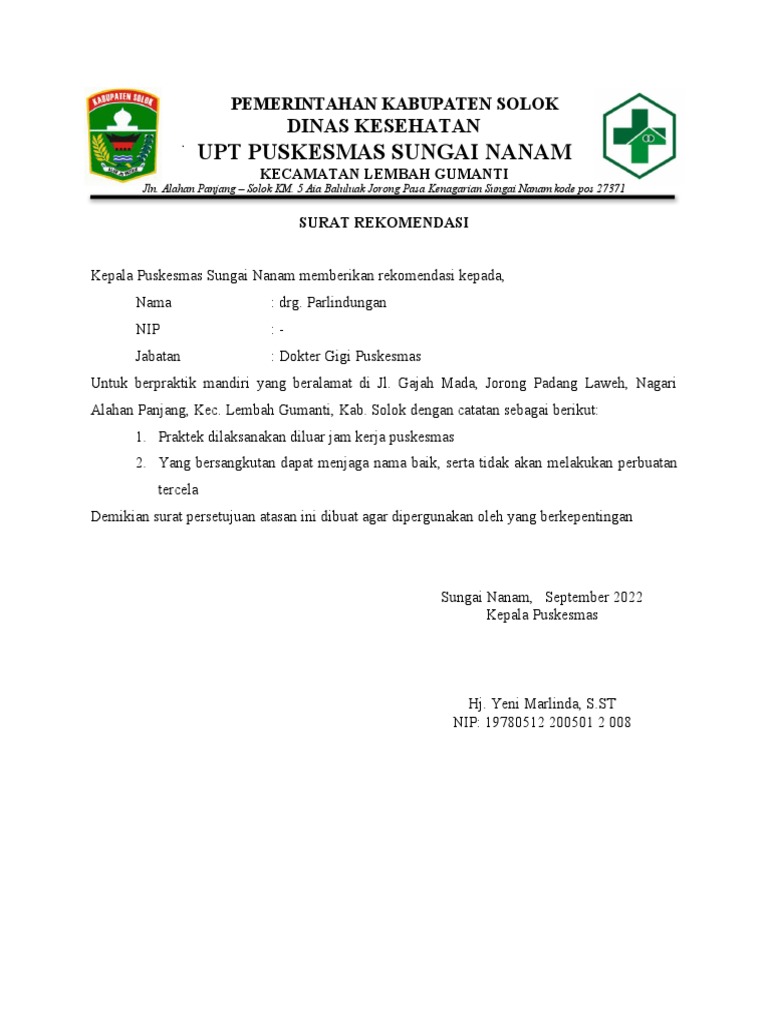 Surat Rekomendasi Atasan | PDF