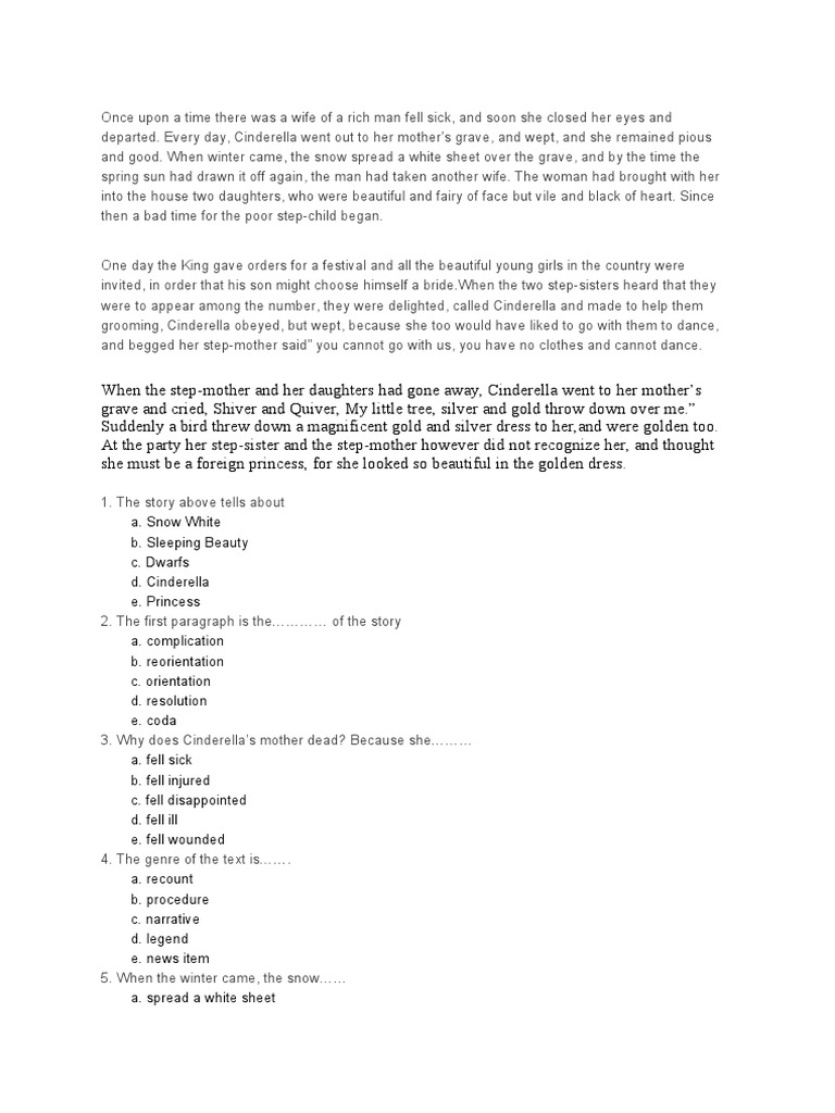 Cinderella Narrative Kls X | PDF | Cinderella | European Fairy Tales