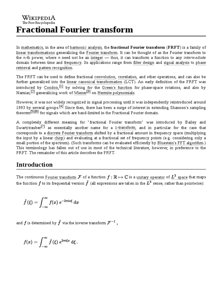 Fractional Fourier Transform Pdf Algorithms Applied Mathematics