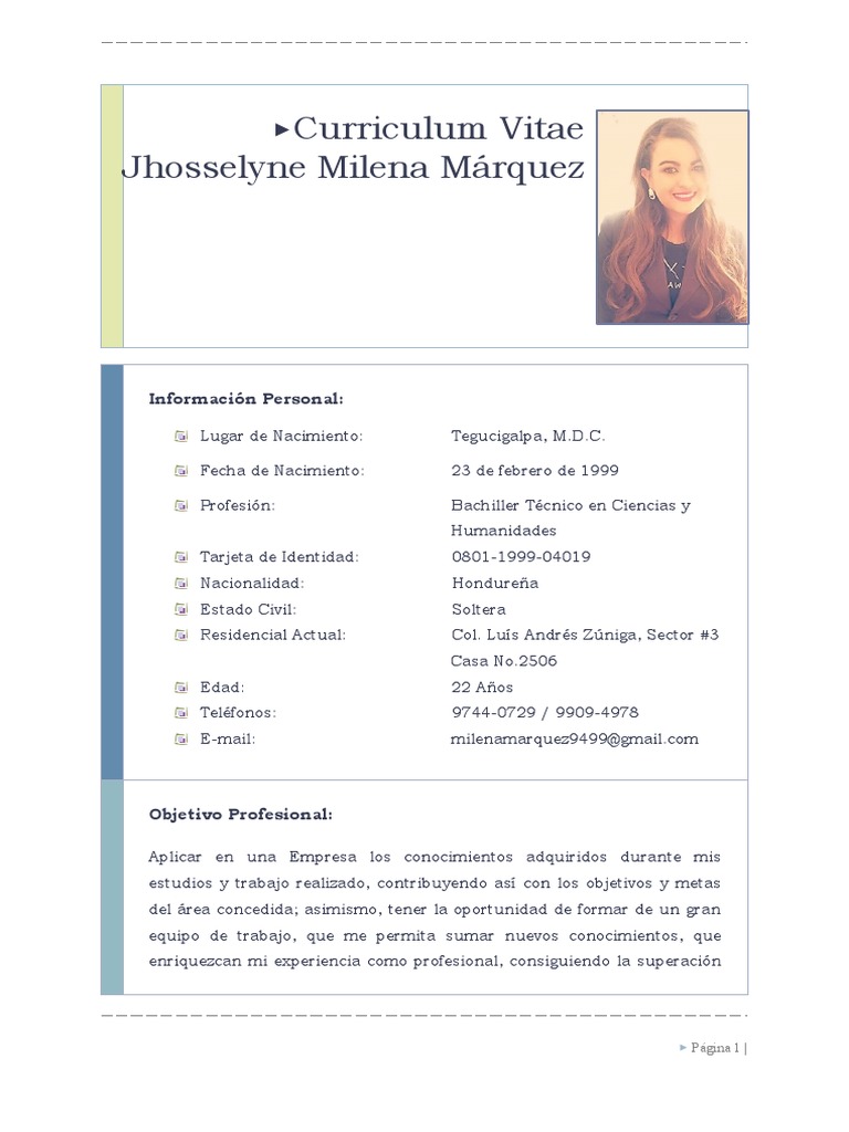 Curriculum Vitae de Milena Márquez | PDF