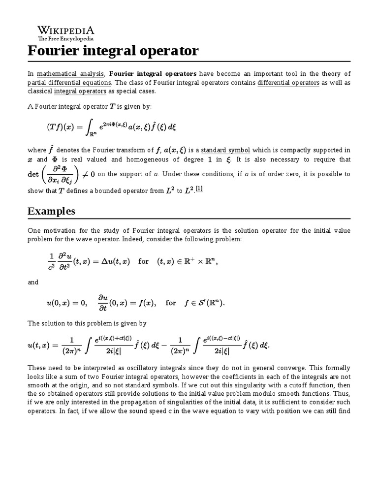 Fourier Integral Operator | PDF