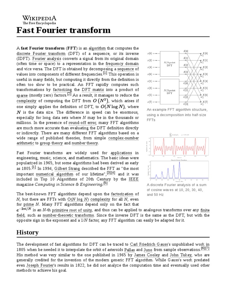 Fast Fourier Transform | PDF | Fast Fourier Transform | Discrete Fourier Transform