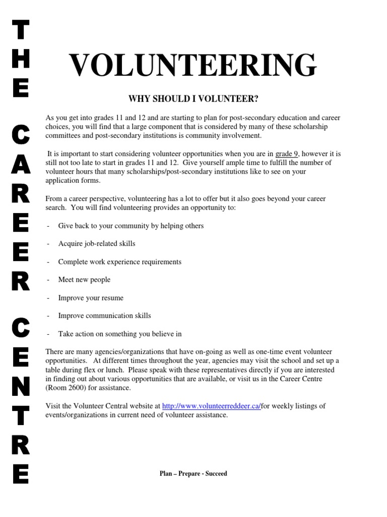 WHY SHOULD I VOLUNTEER Handout | PDF | Volunteering