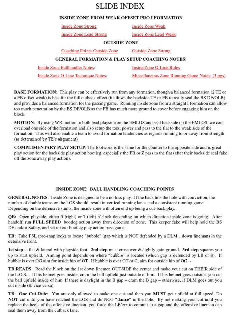 Inside Zone Running Game Strategies | PDF | Ball Games | Sports Rules ...