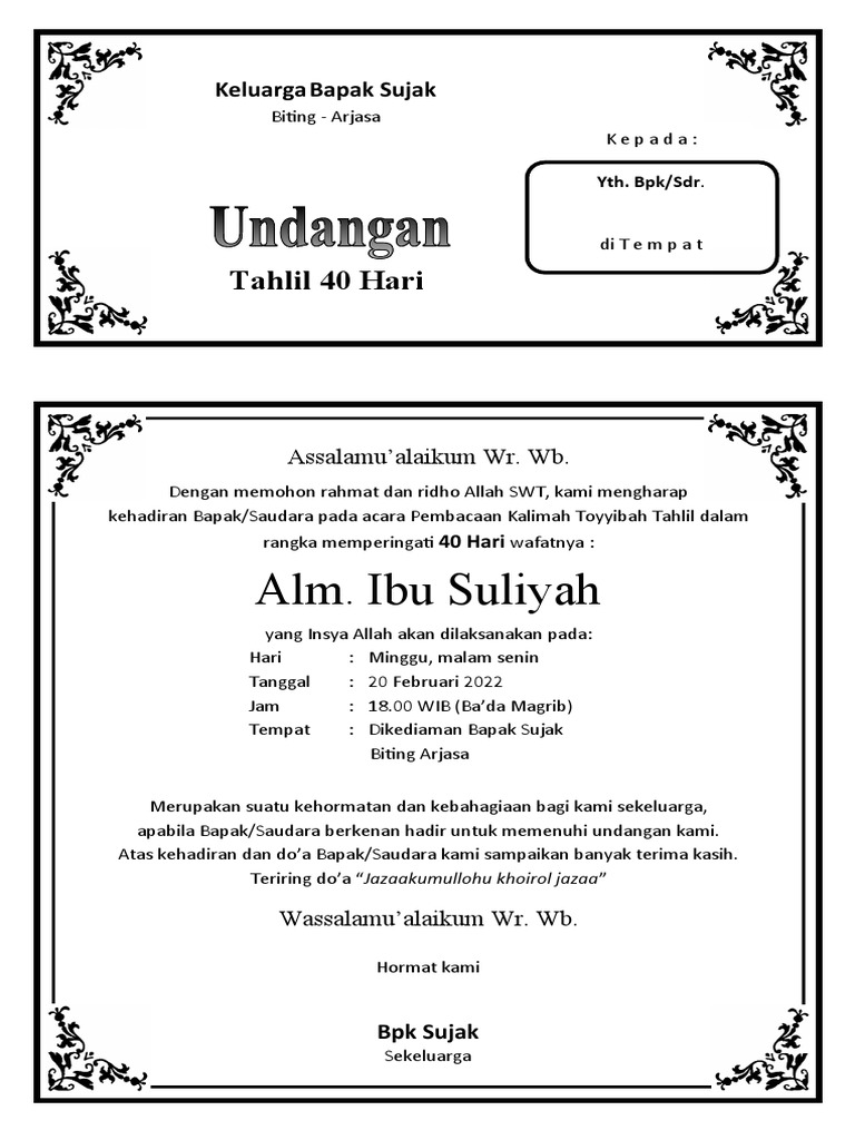 Undangan 40 Hari | PDF